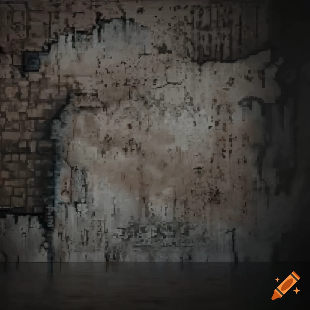 Pixel art of a dirty concrete wall on Craiyon