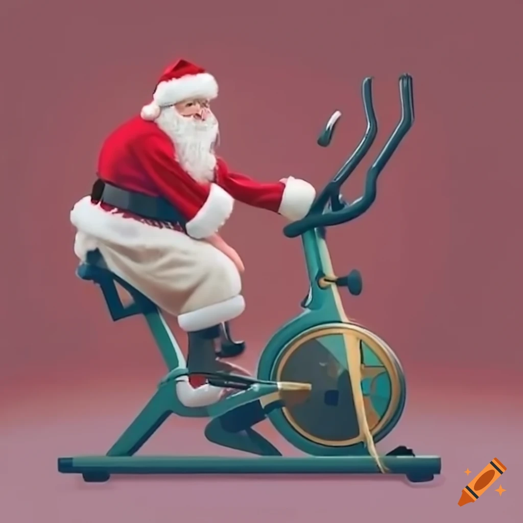 Santa claus cycling to stay fit