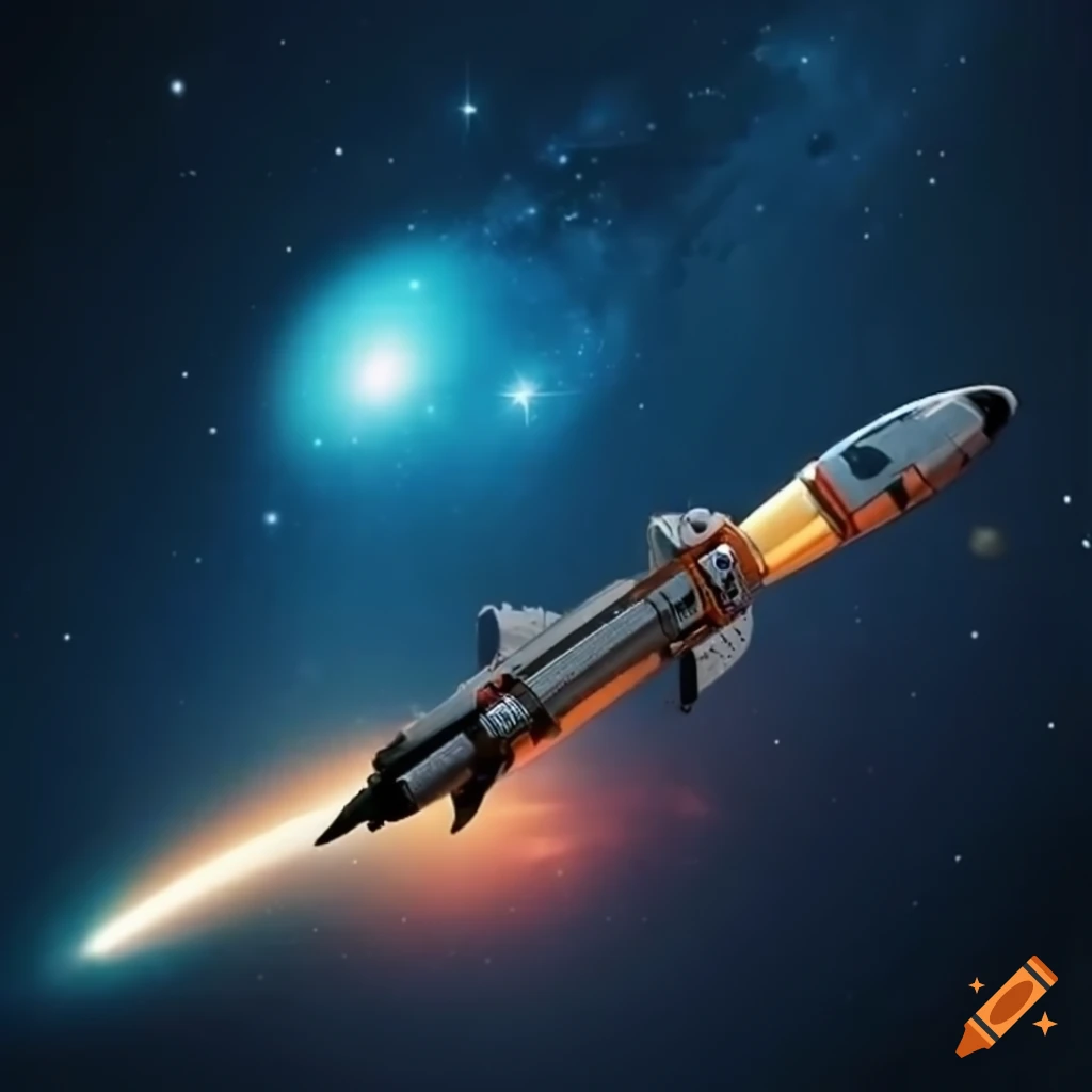 Rocket travelling through the universe on Craiyon