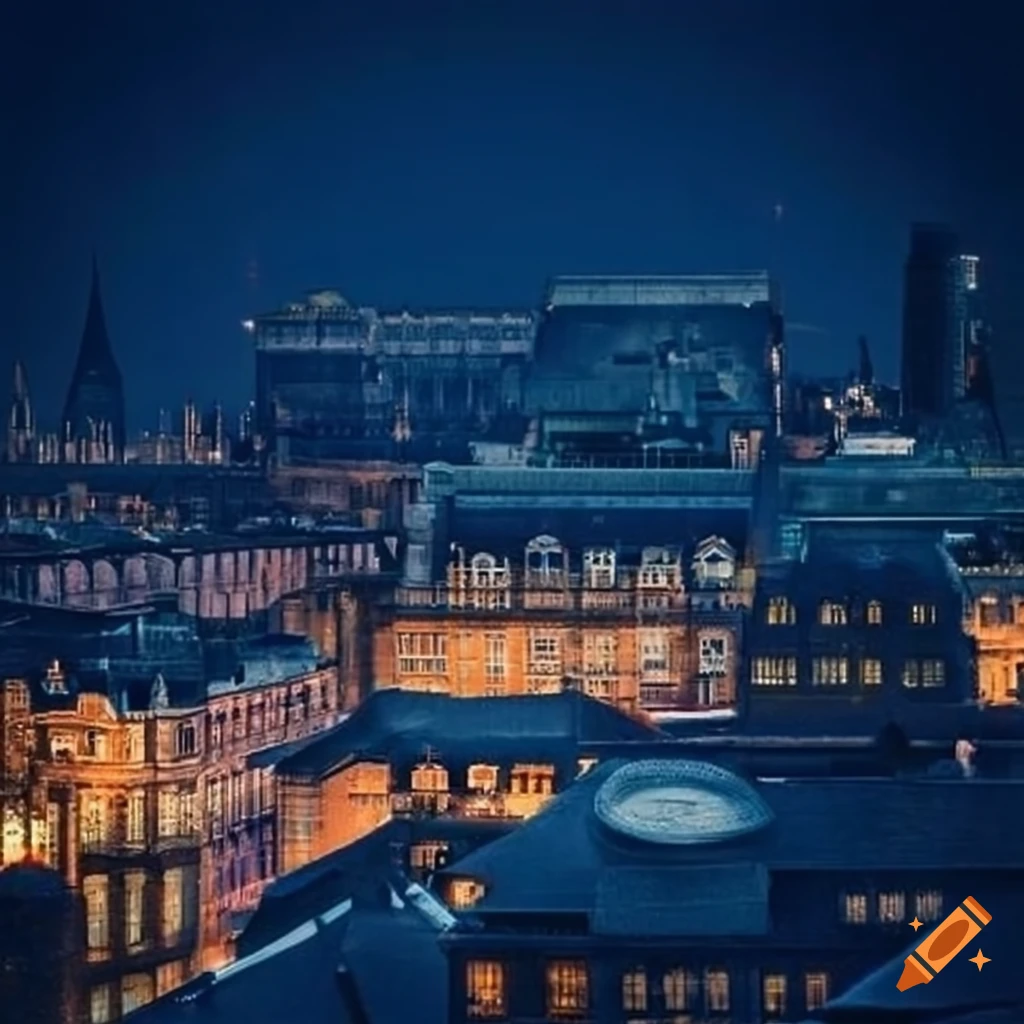 Night view of london rooftops on Craiyon