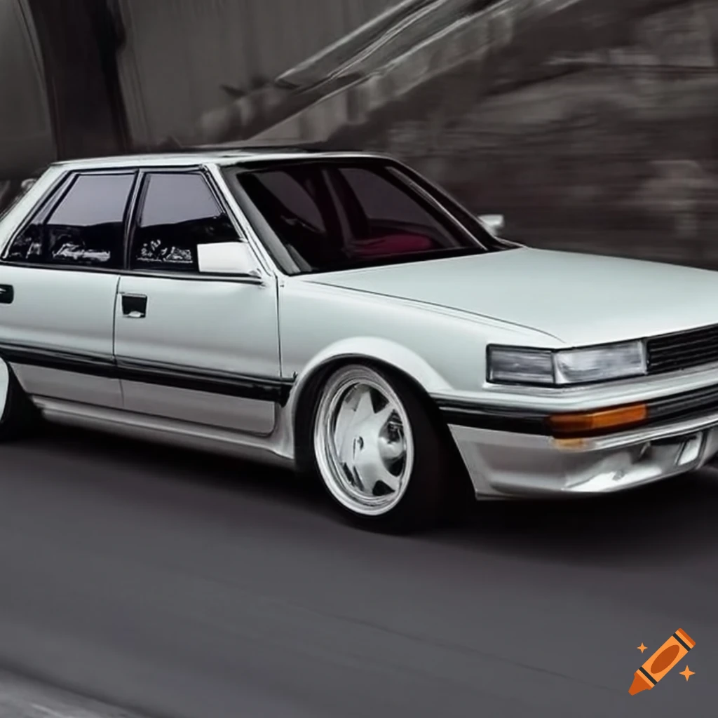 1980s japanese style photo of a lowered 1988 toyota camry