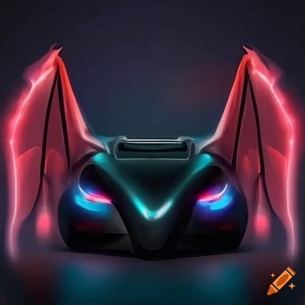 Sleek black car with bat wing design