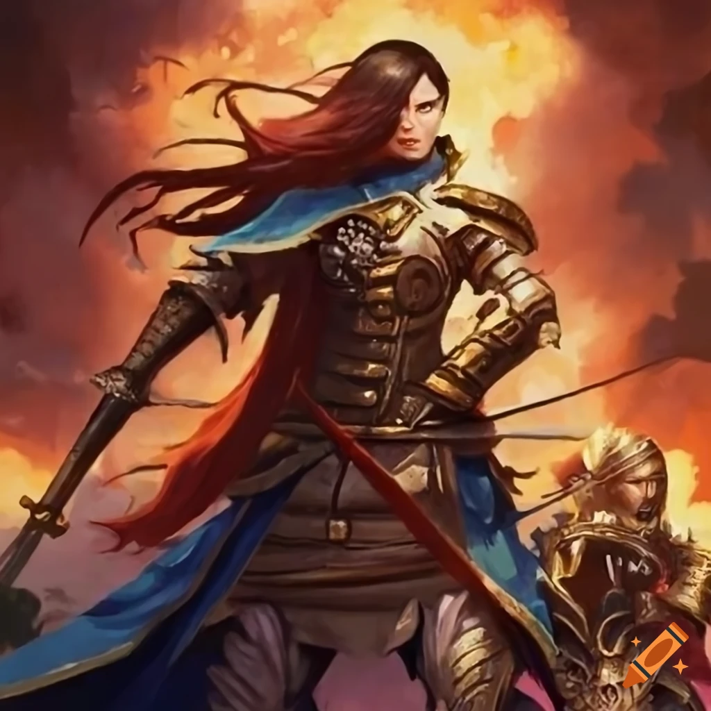 Image of a warrior general leading an army