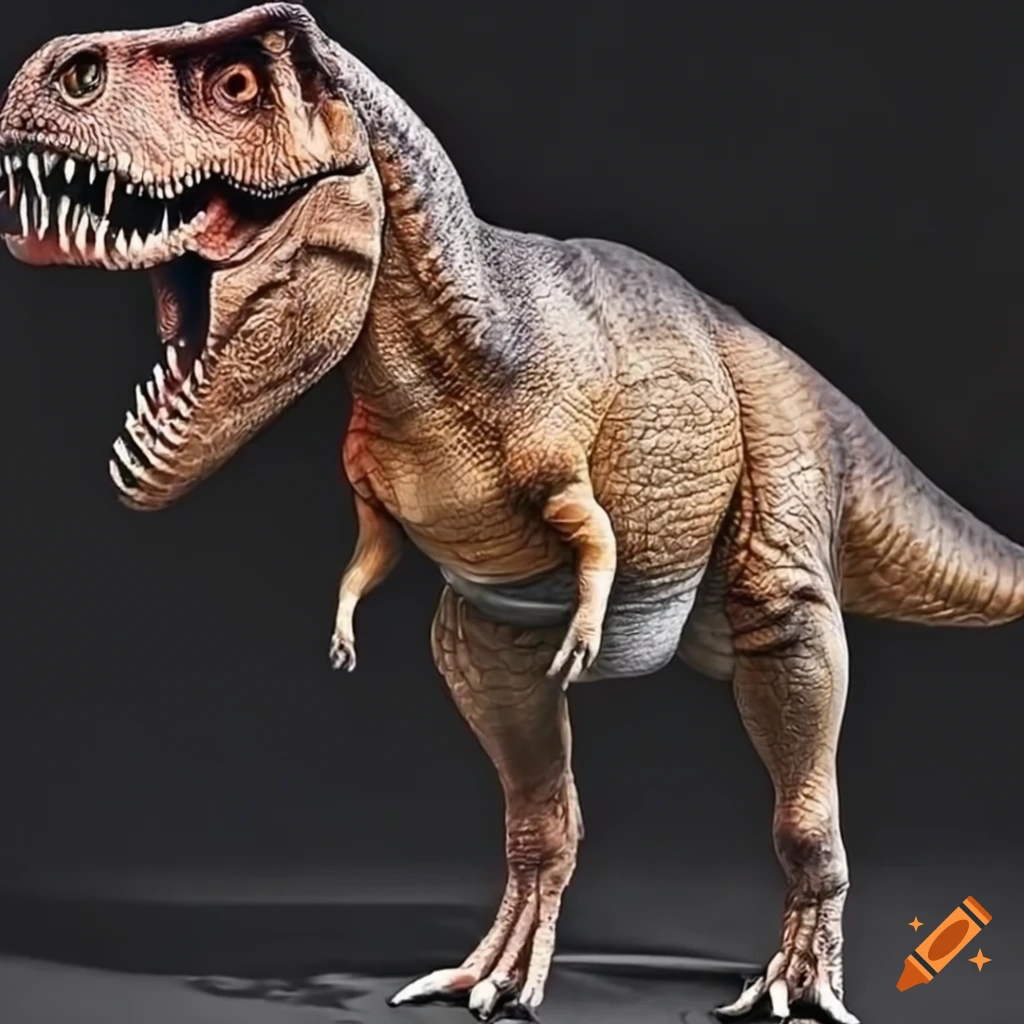 Realistic sculpture of a t-rex on Craiyon