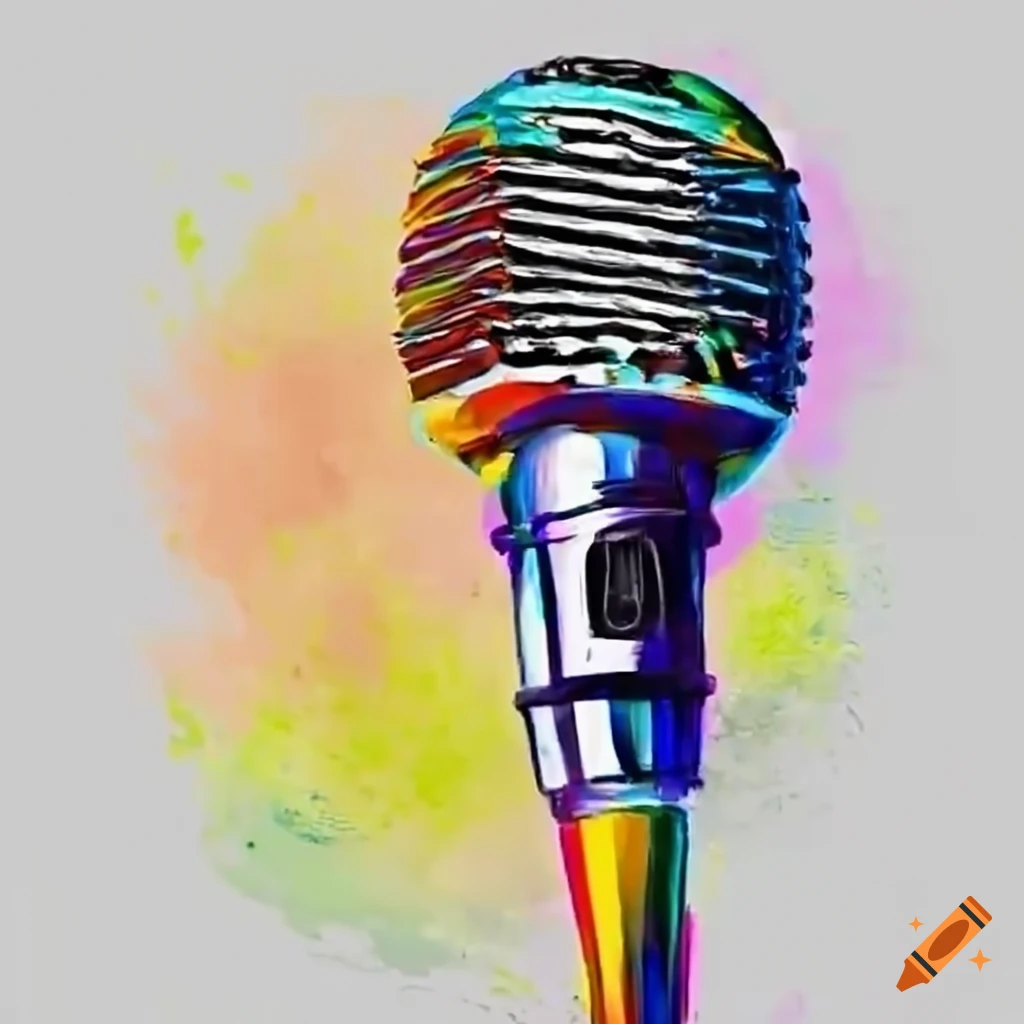 Professional logo with microphone symbol and vibrant colors on Craiyon