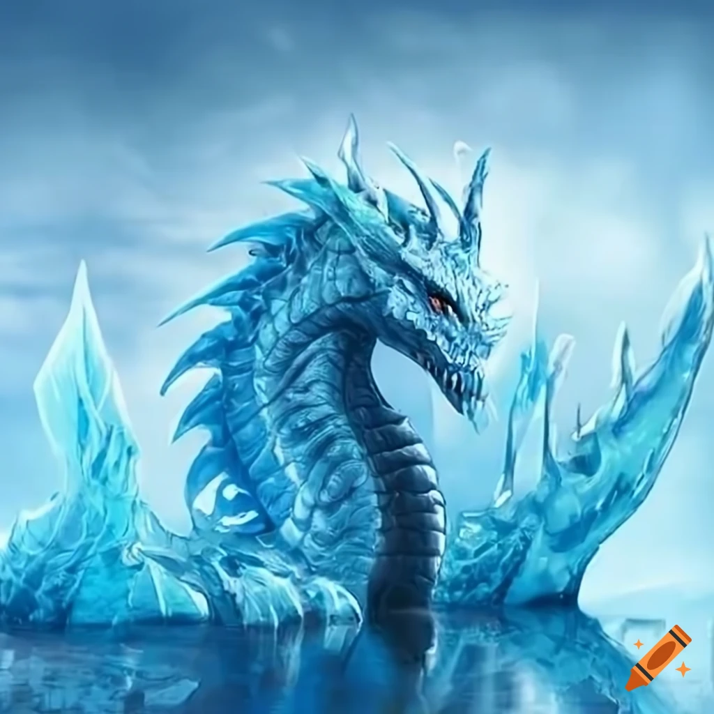 Illustration of an ice dragon on Craiyon
