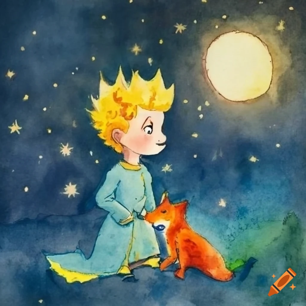 A little prince is flying in the space on Craiyon