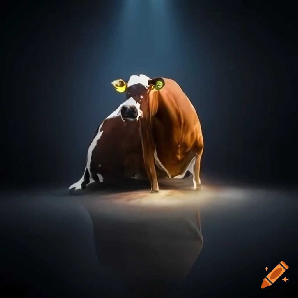 Image of a cow in a spy costume on Craiyon