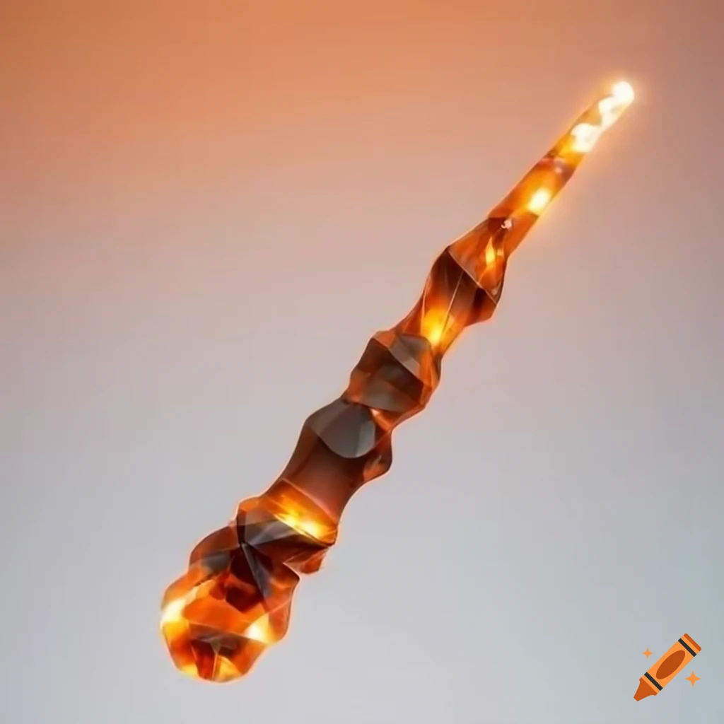 Orange crystal wizard's wand on white background on Craiyon