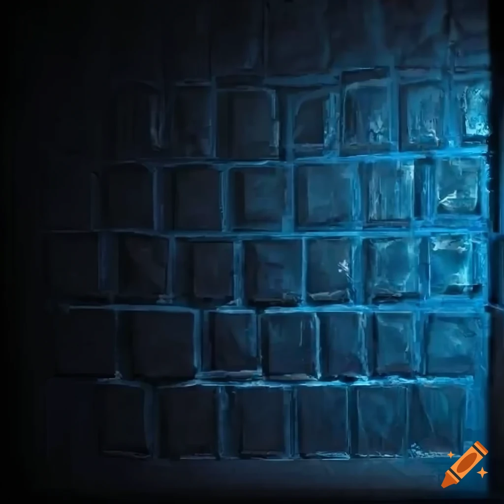 2d ice block wall in black background