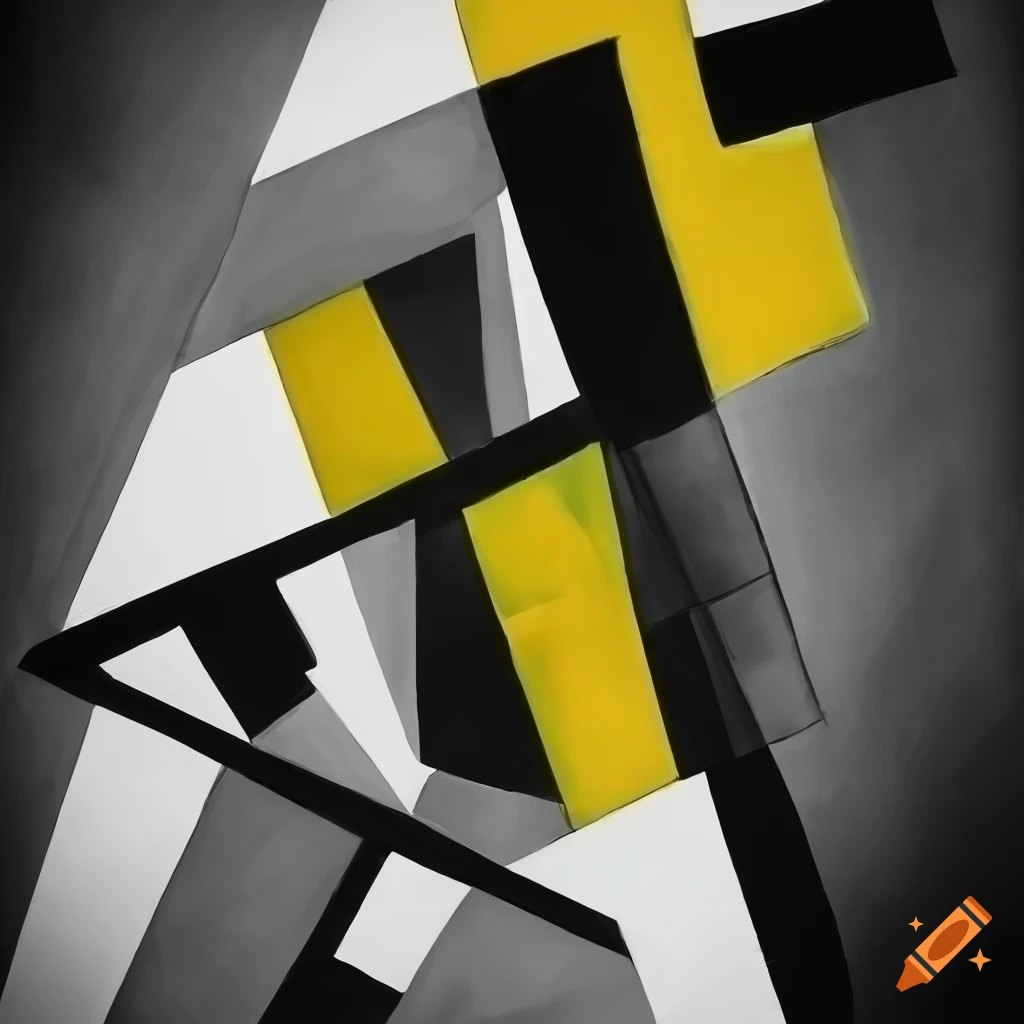 Cubism oil painting of man and woman holding hands in black and white ...