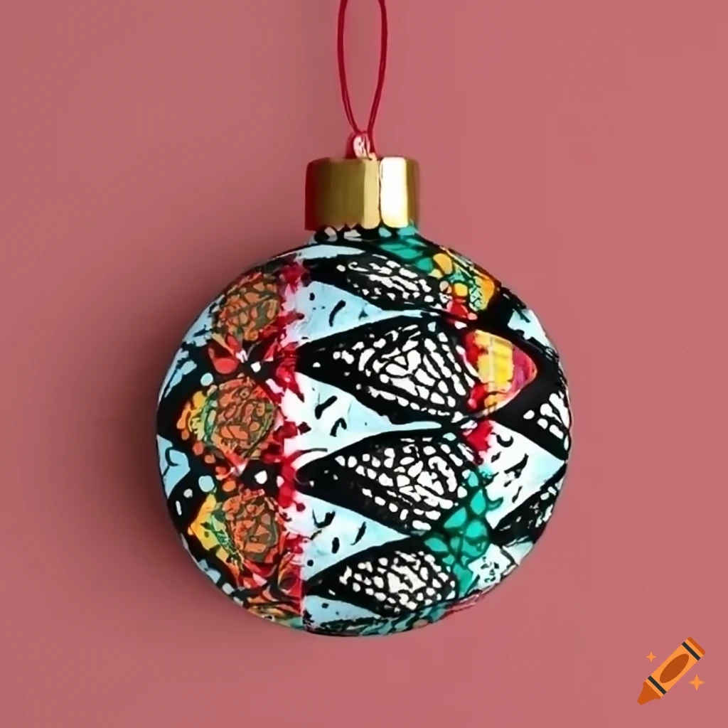 African print christmas ornaments on solid background on Craiyon