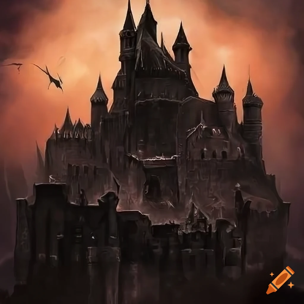 Large fantasy castle and village on Craiyon