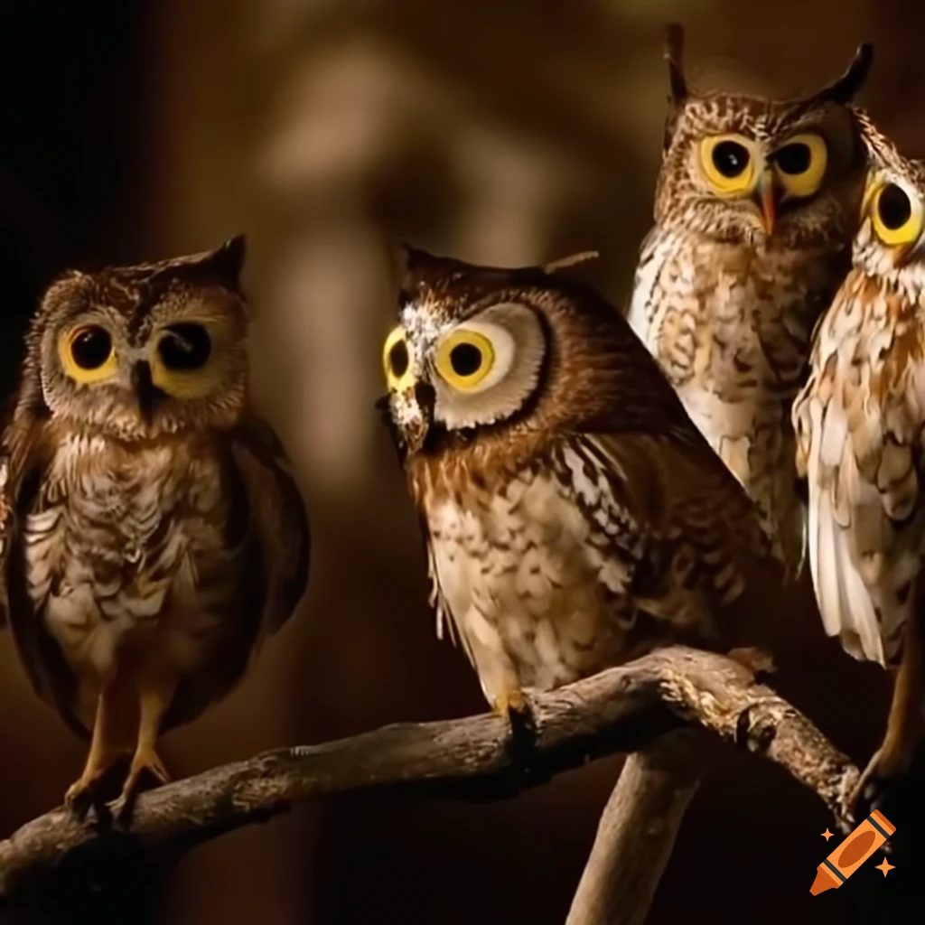 Owl plushie sitting in a nest of books on Craiyon