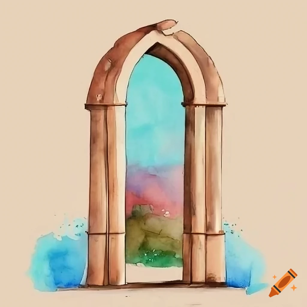 Sketch of a mysterious elf in front of ancient ruins on Craiyon