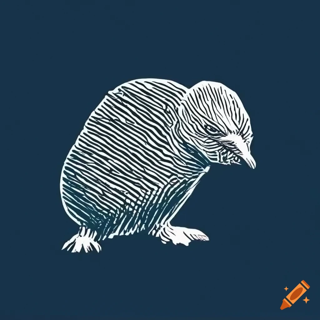 Simple drawing of a line of kiwi animals
