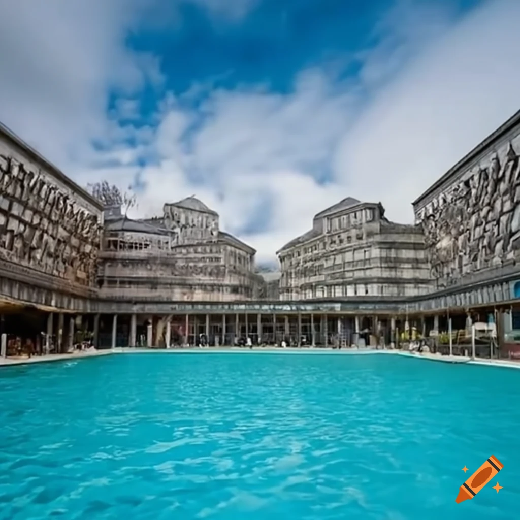Close-up of a swimming pool in a tropical hotel