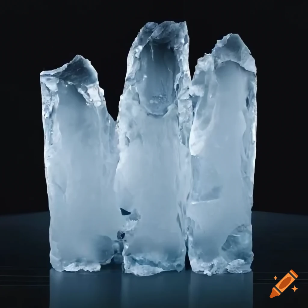Digital art of melting ice columns in a dark background on Craiyon