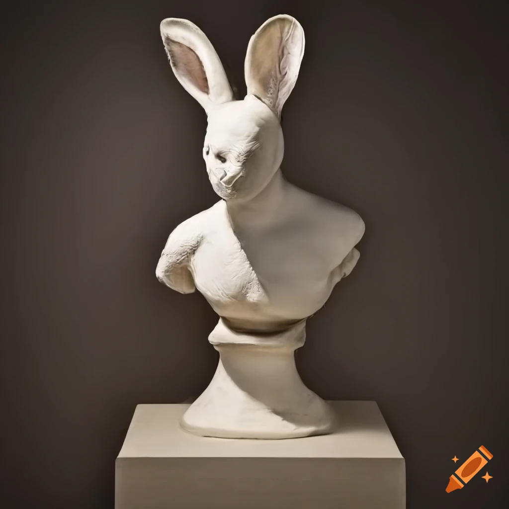 Humorous sculpture of michaelangelo's david with rabbit ears on Craiyon