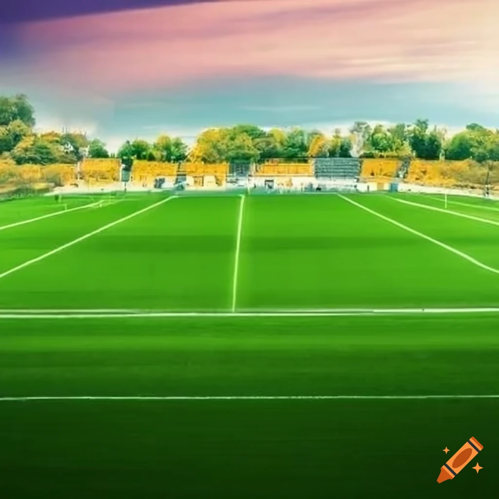 Football field surrounded by trees in a park in sharjah, uae on Craiyon