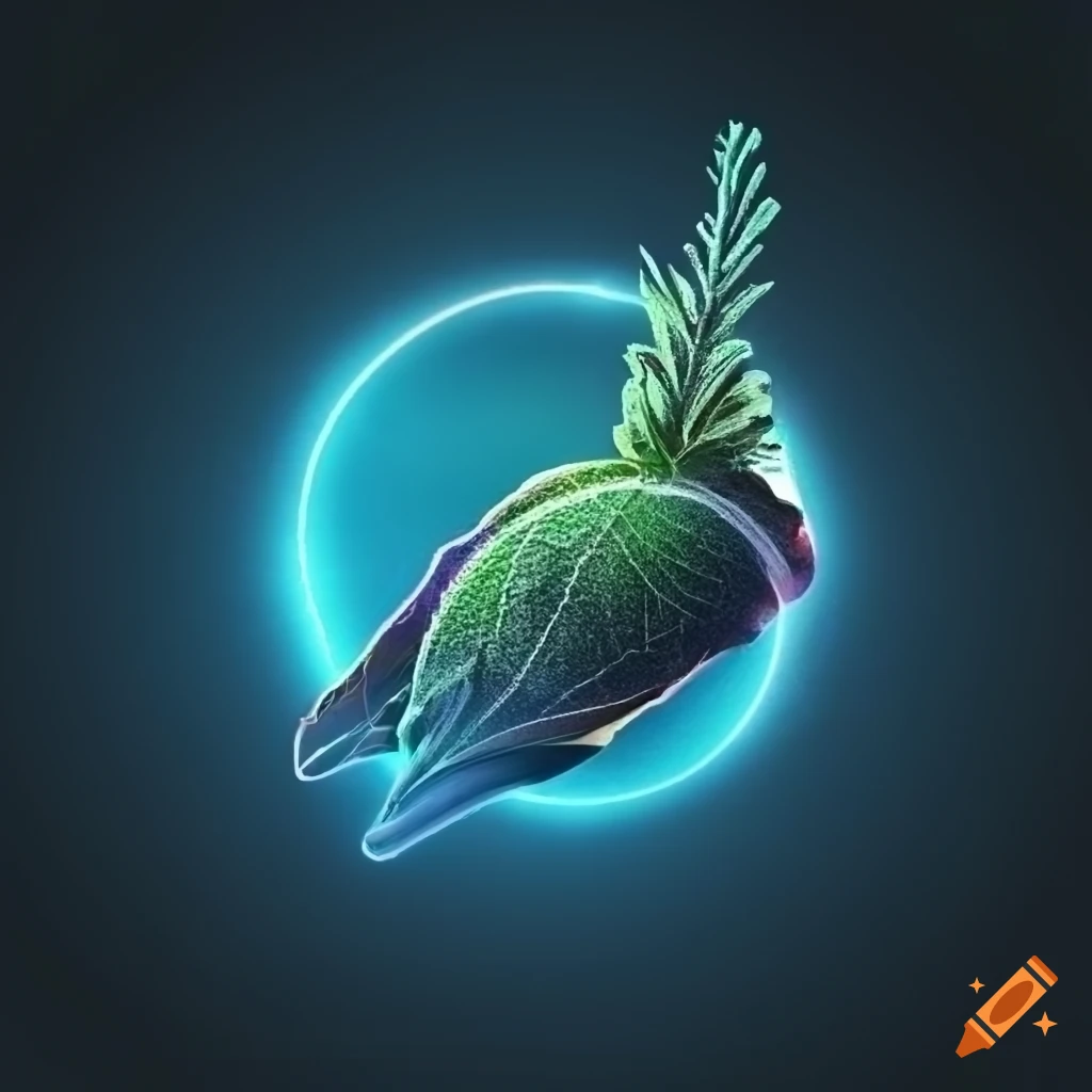 Futuristic logo with sage leaves for technology and science blog on Craiyon