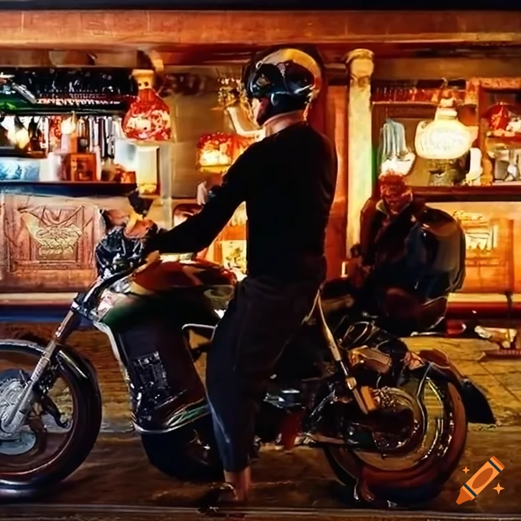 Motorcycle man delivering food on Craiyon