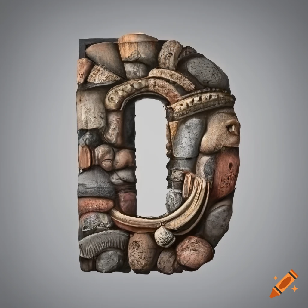 Ultra realistic stone letter "a" engraved with african masks on Craiyon