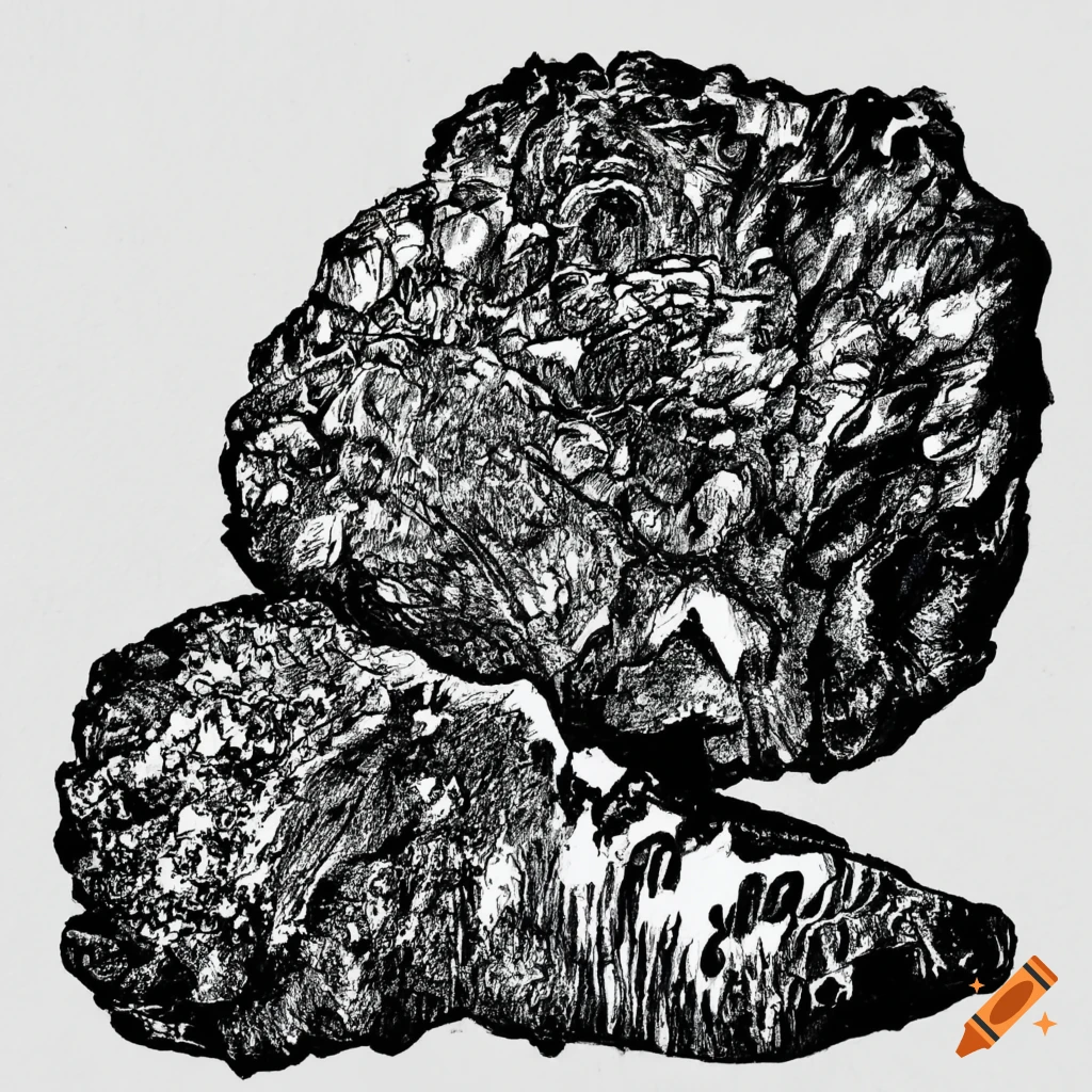 Black and white drawing of chaga mushroom on Craiyon