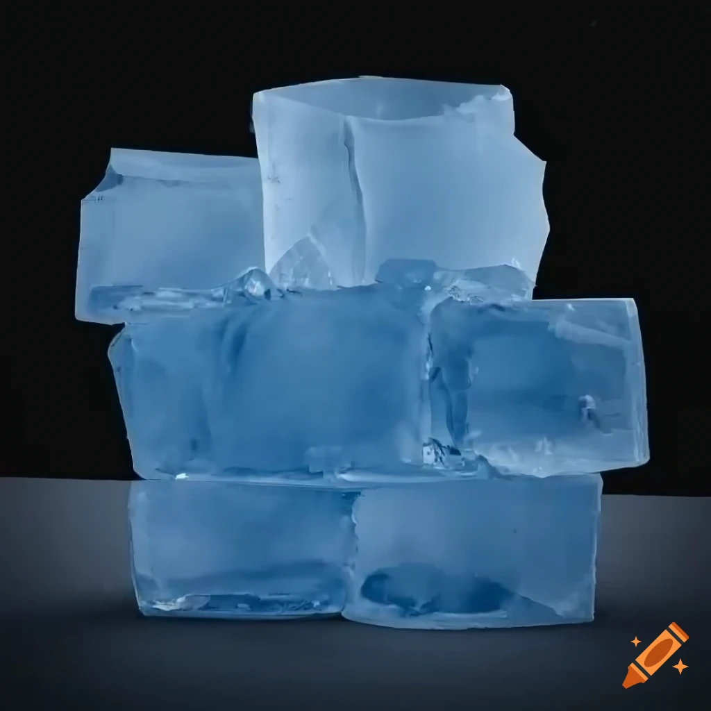 Ice block wall in a dark background on Craiyon