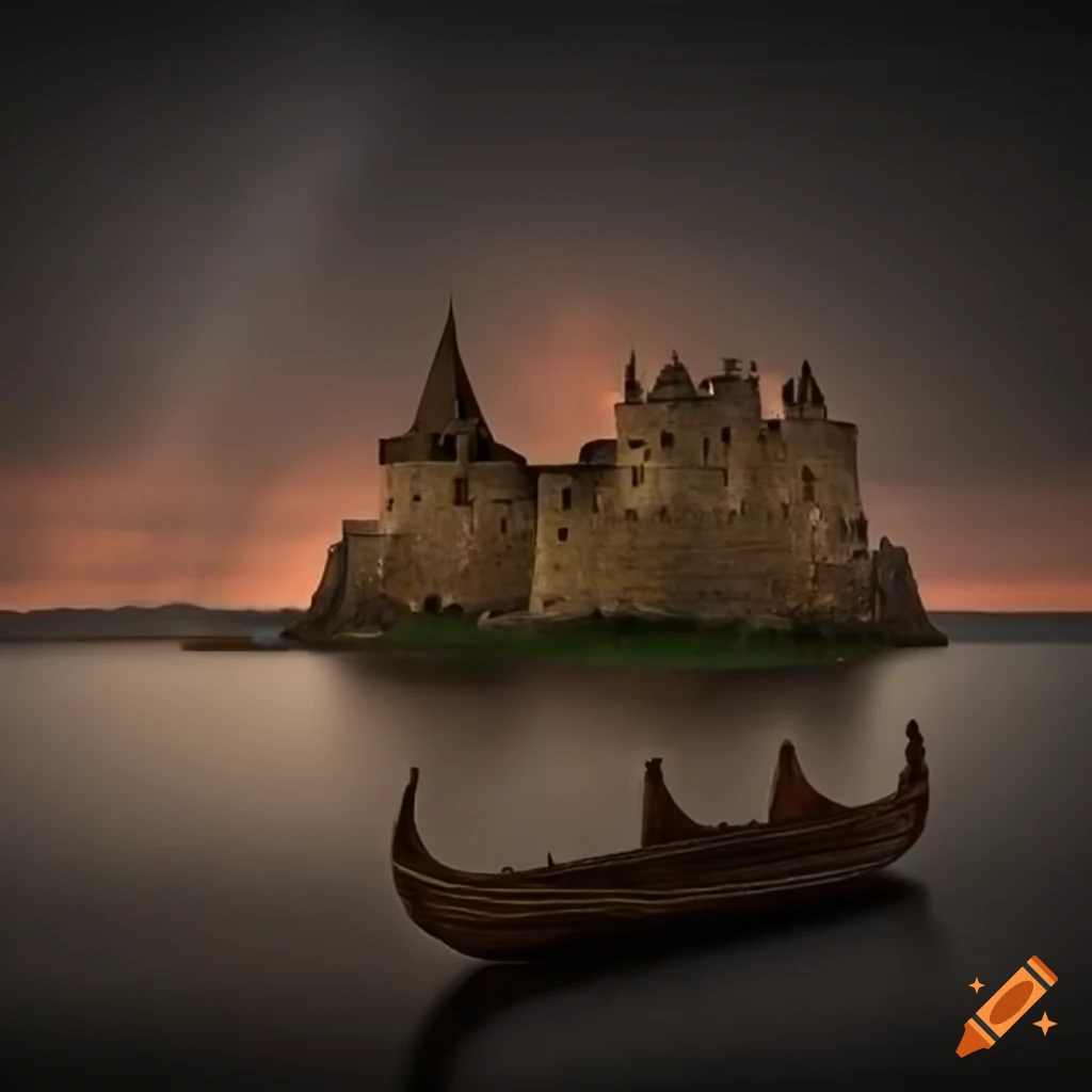 A fortified castle with two towers and a keep in dorne on Craiyon