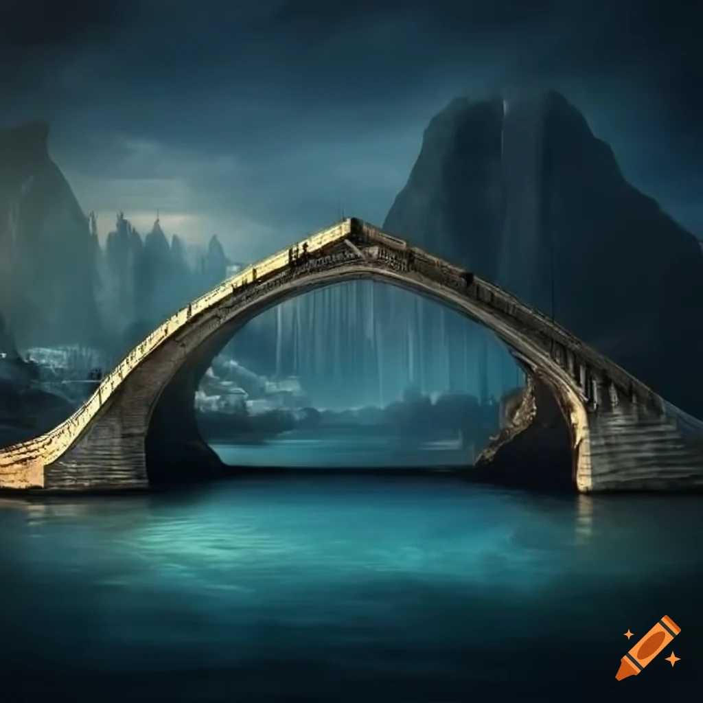 Dramatic artisan bridge with detailed lighting on Craiyon