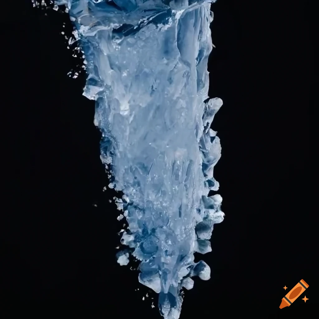 Artwork of melting ice columns in a black background on Craiyon