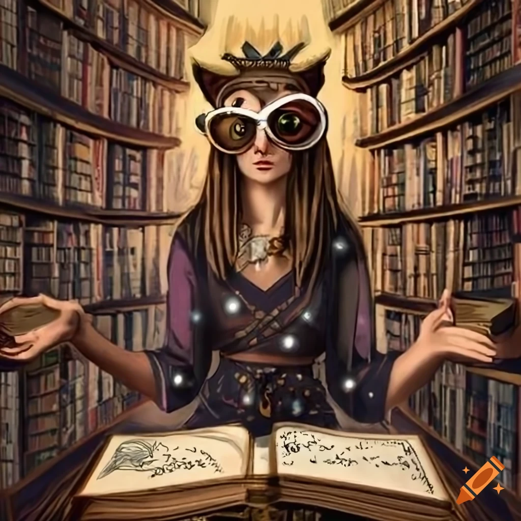 The riddle librarian in a mystical library on Craiyon