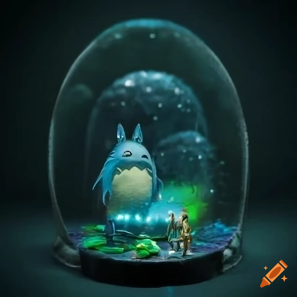 Diorama of totoro blade runner themed video game