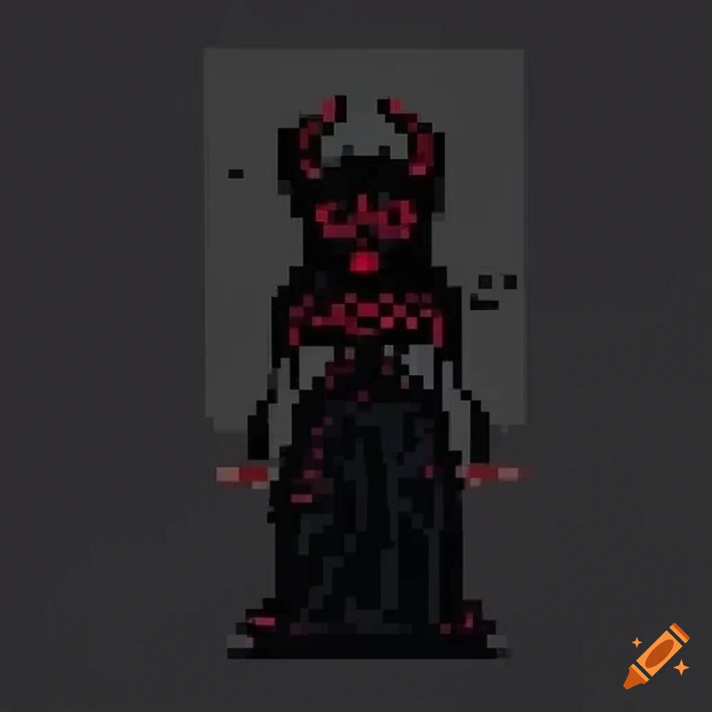 Pixel art of an eerie demon without eyes
