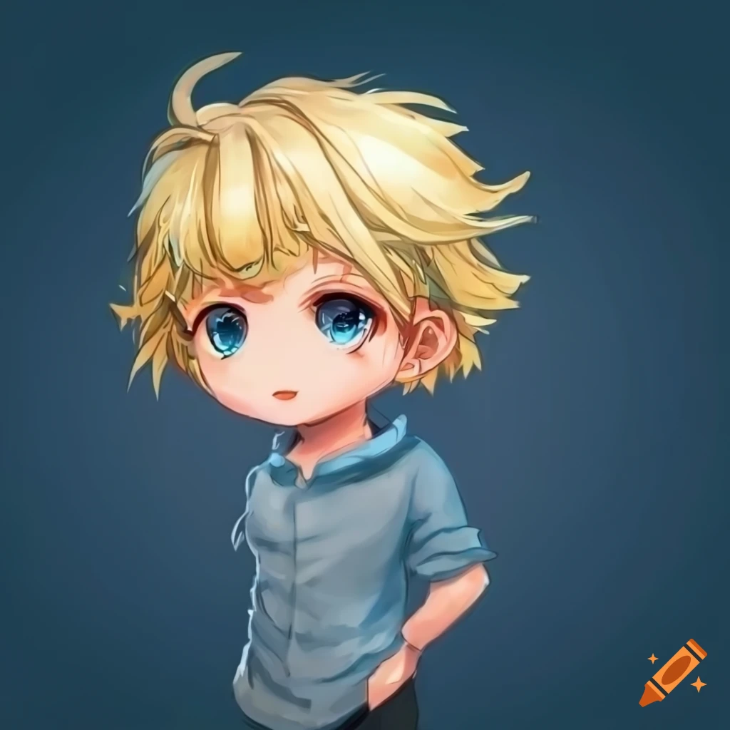 Chibi boy standing in front of singapore skyline on Craiyon