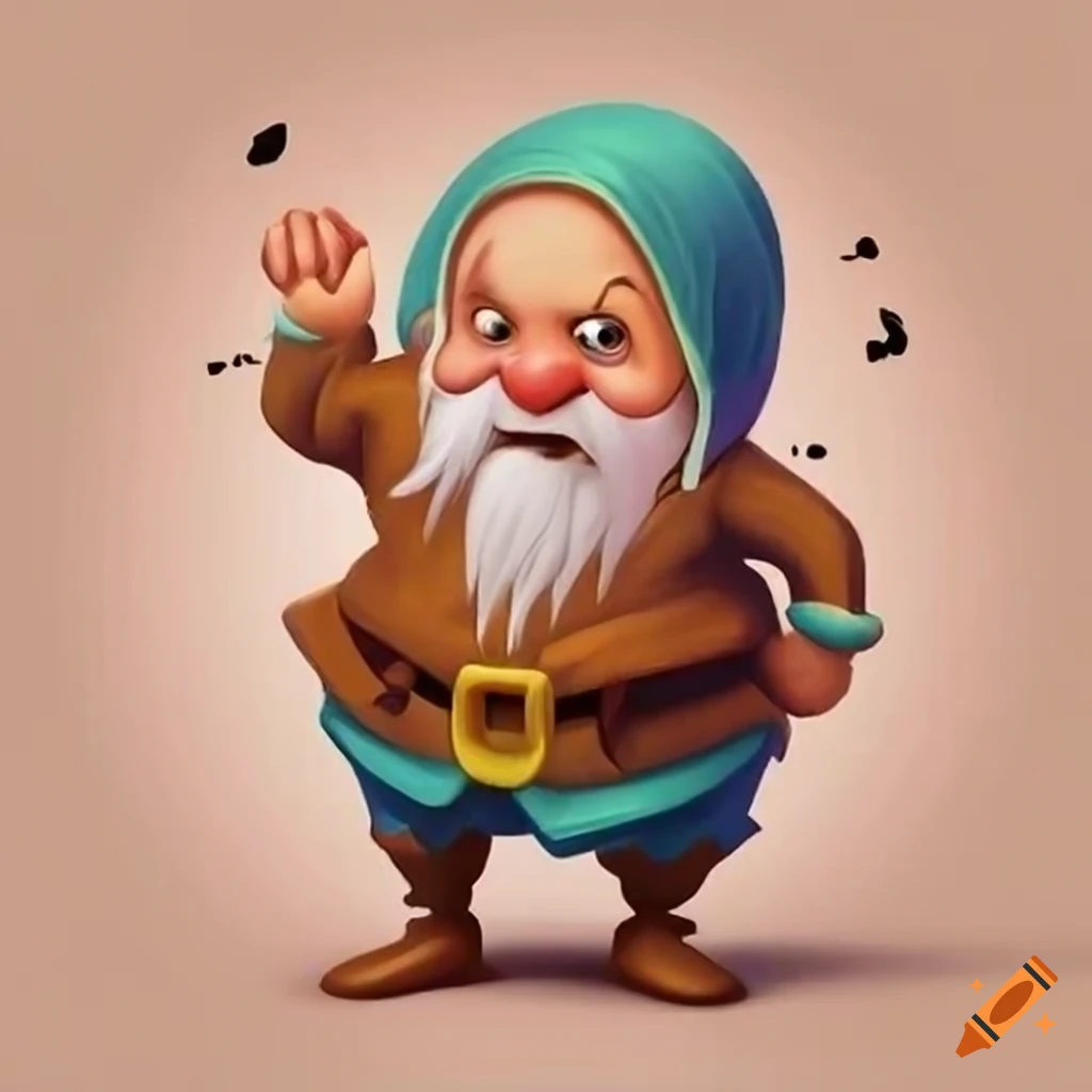 Cartoon image of a surprised dwarf on Craiyon