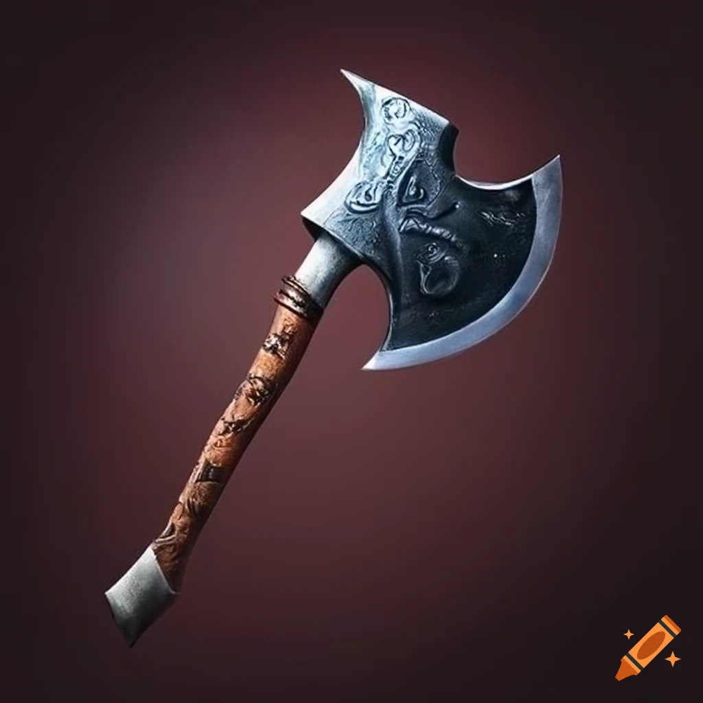 Image of a magical symmetric battle axe on Craiyon