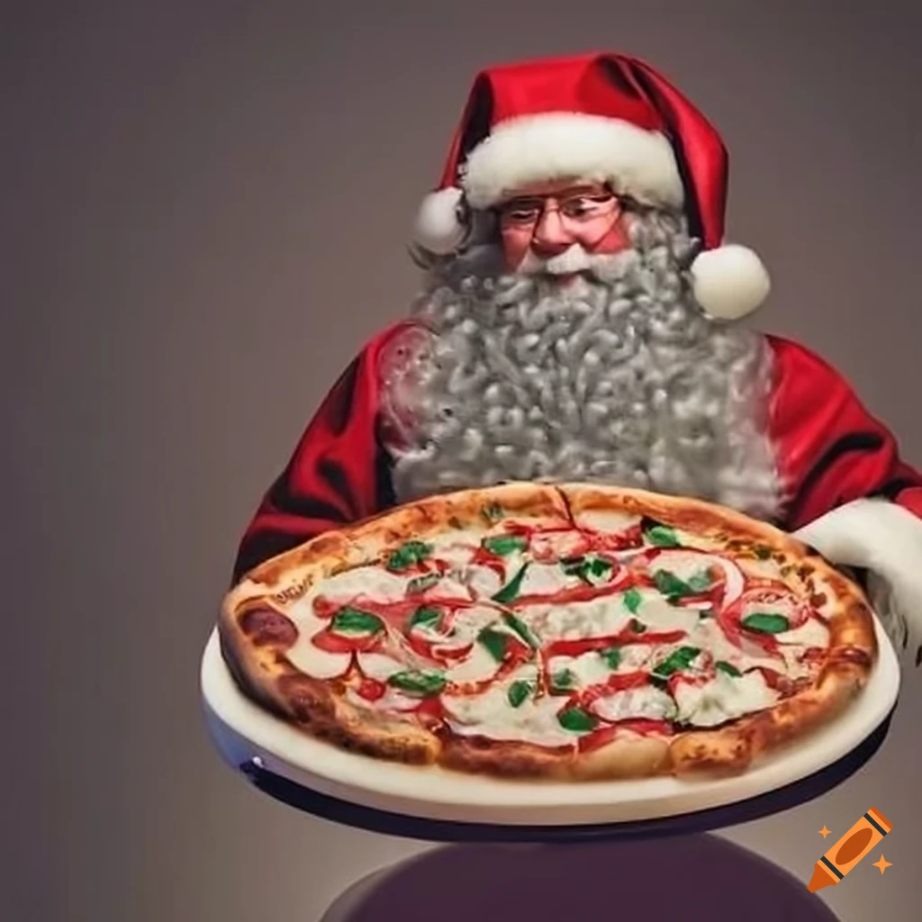 Santa eating pizza on Craiyon