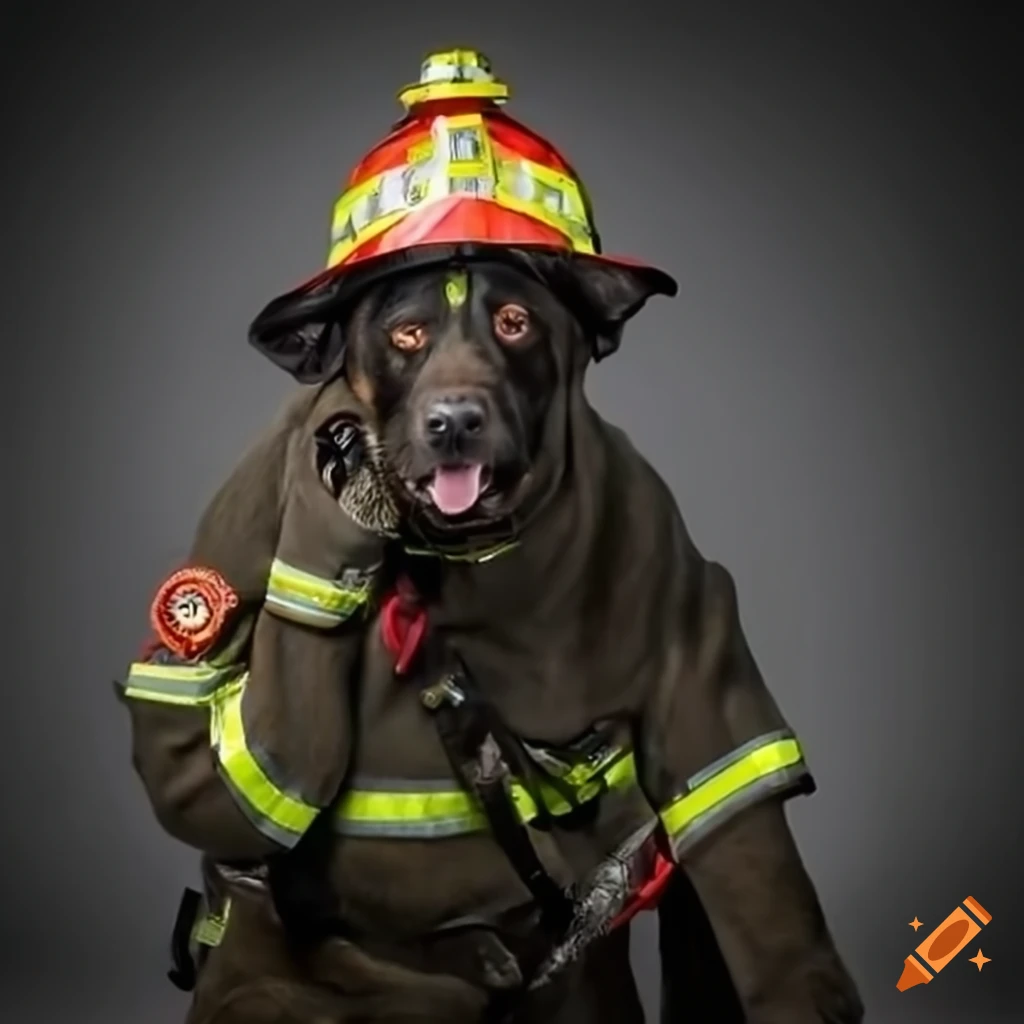 Image of a heroic dog firefighter on Craiyon