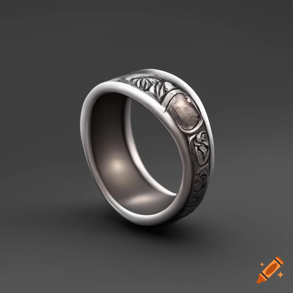 Vintage engraved steel ring on Craiyon