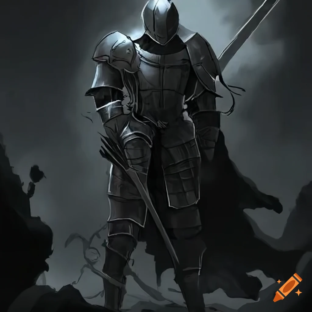 Graphic novel illustration of a knight with a sword on Craiyon