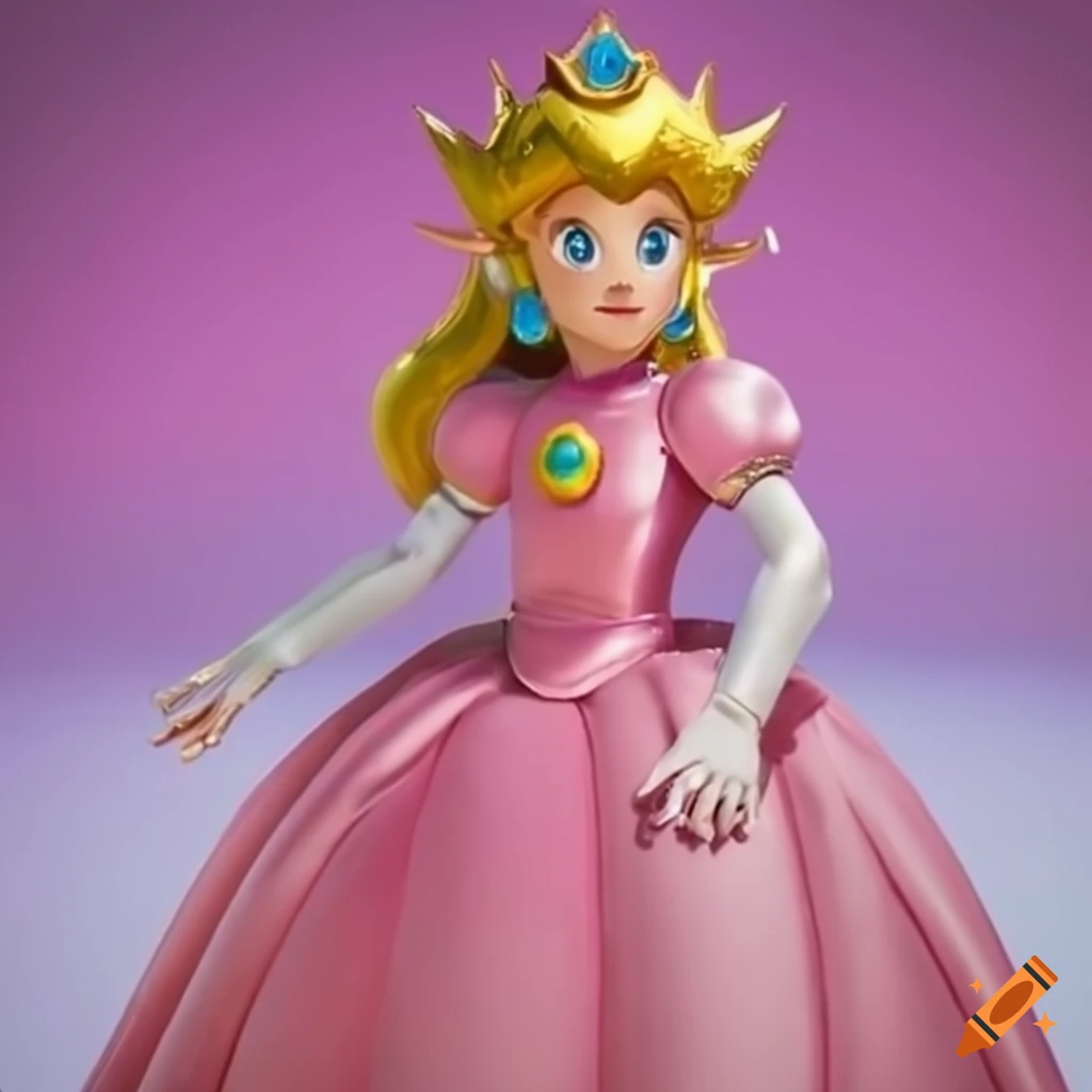 Link wearing pink silk ballgown and crown on Craiyon