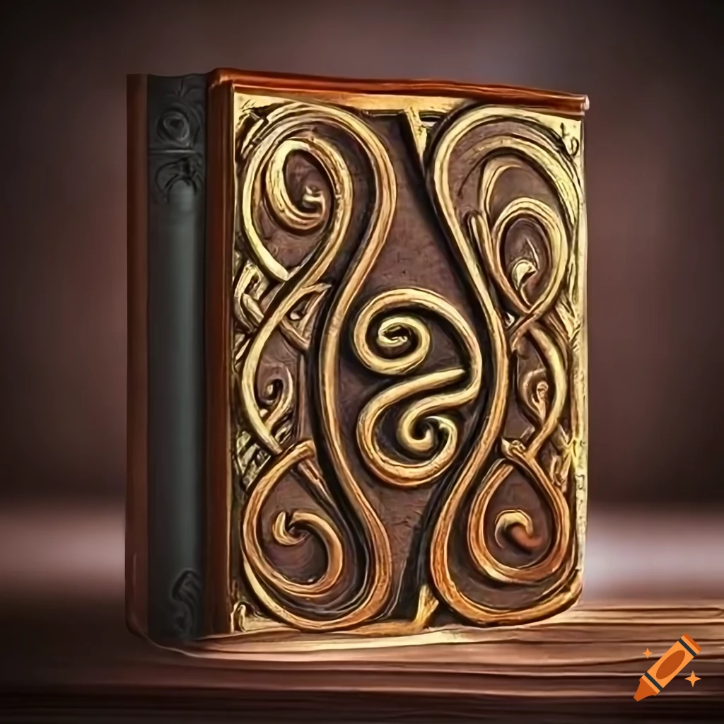 Fantasy magic tome book on black background on Craiyon