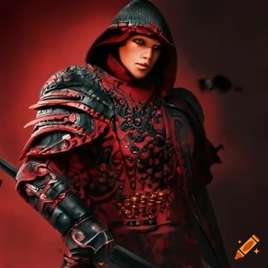 Red-armored rogue character on Craiyon