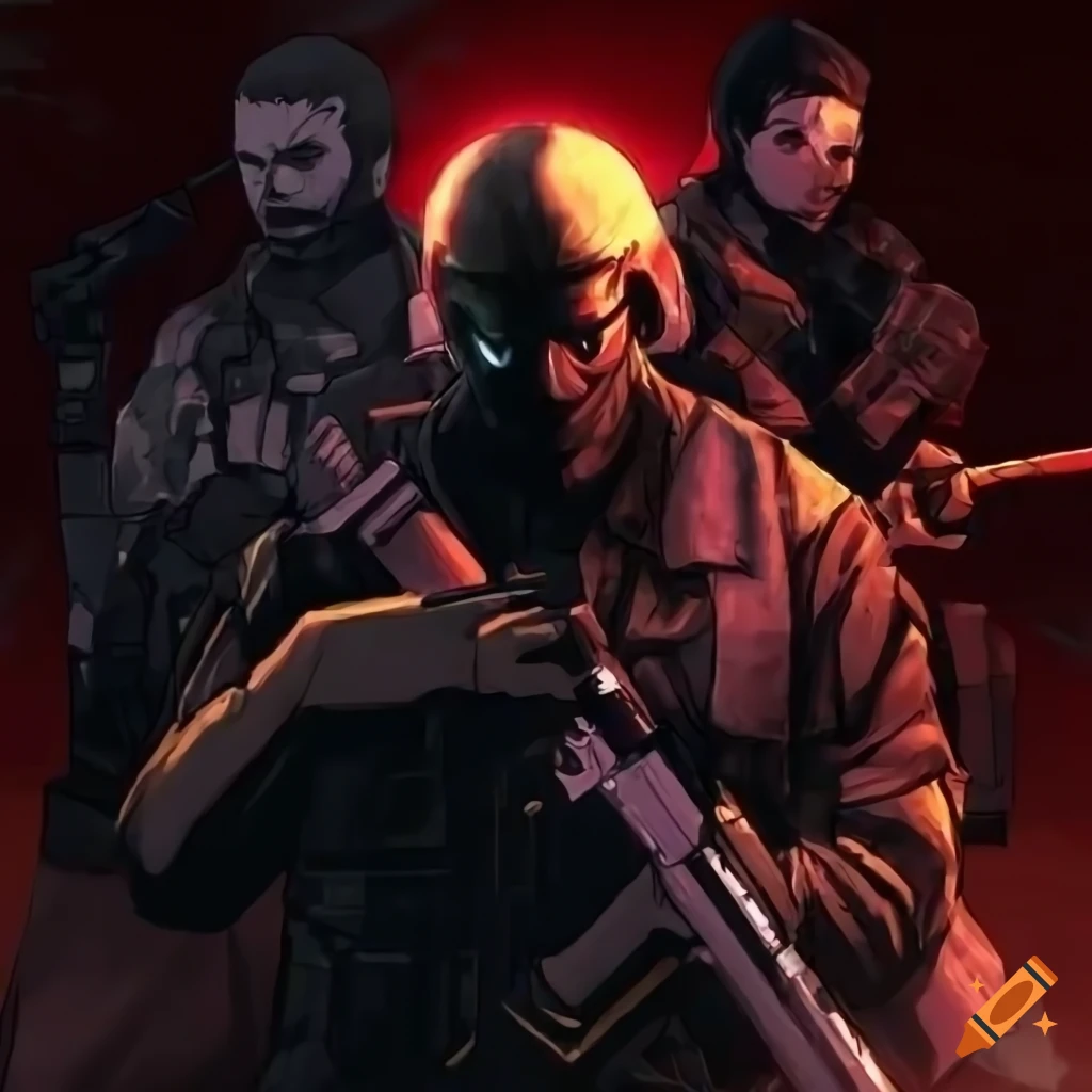 Animated style banner with four men holding counter strike 2 weapons on ...