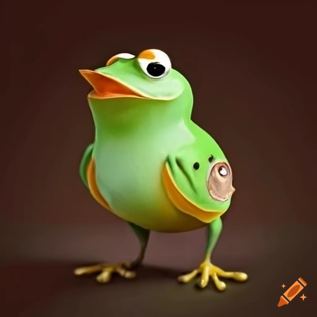 Creative bird with frog head on Craiyon