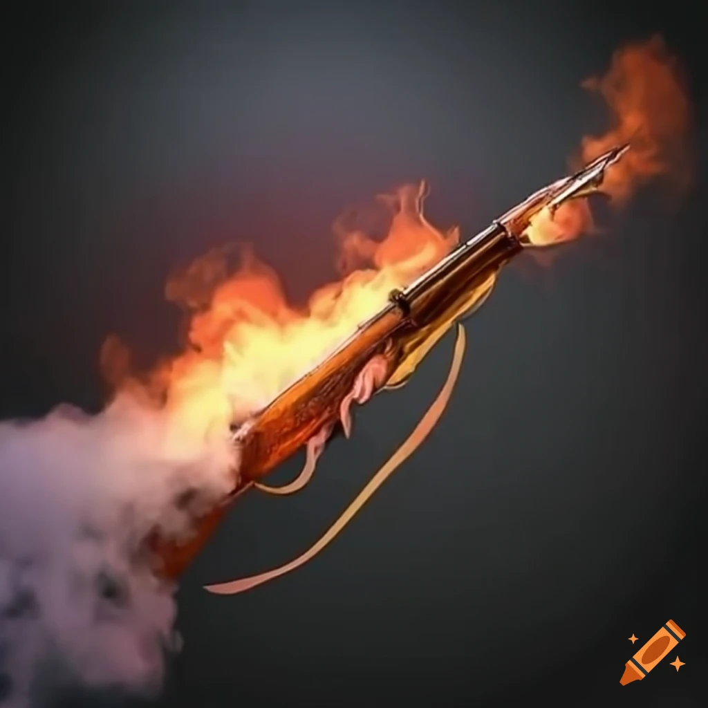 Carbine emitting orange smoke on Craiyon