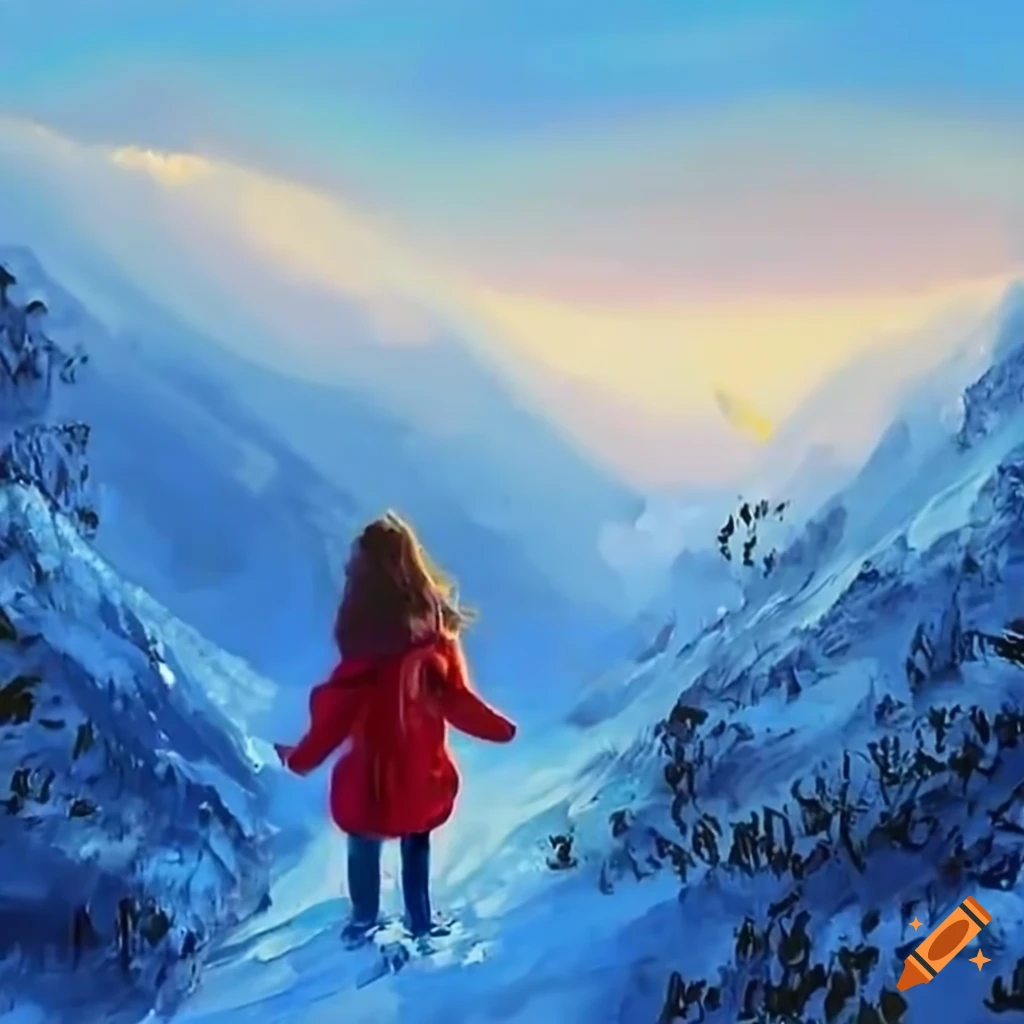 Kids listening to a captivating story with snowy mountains in the ...