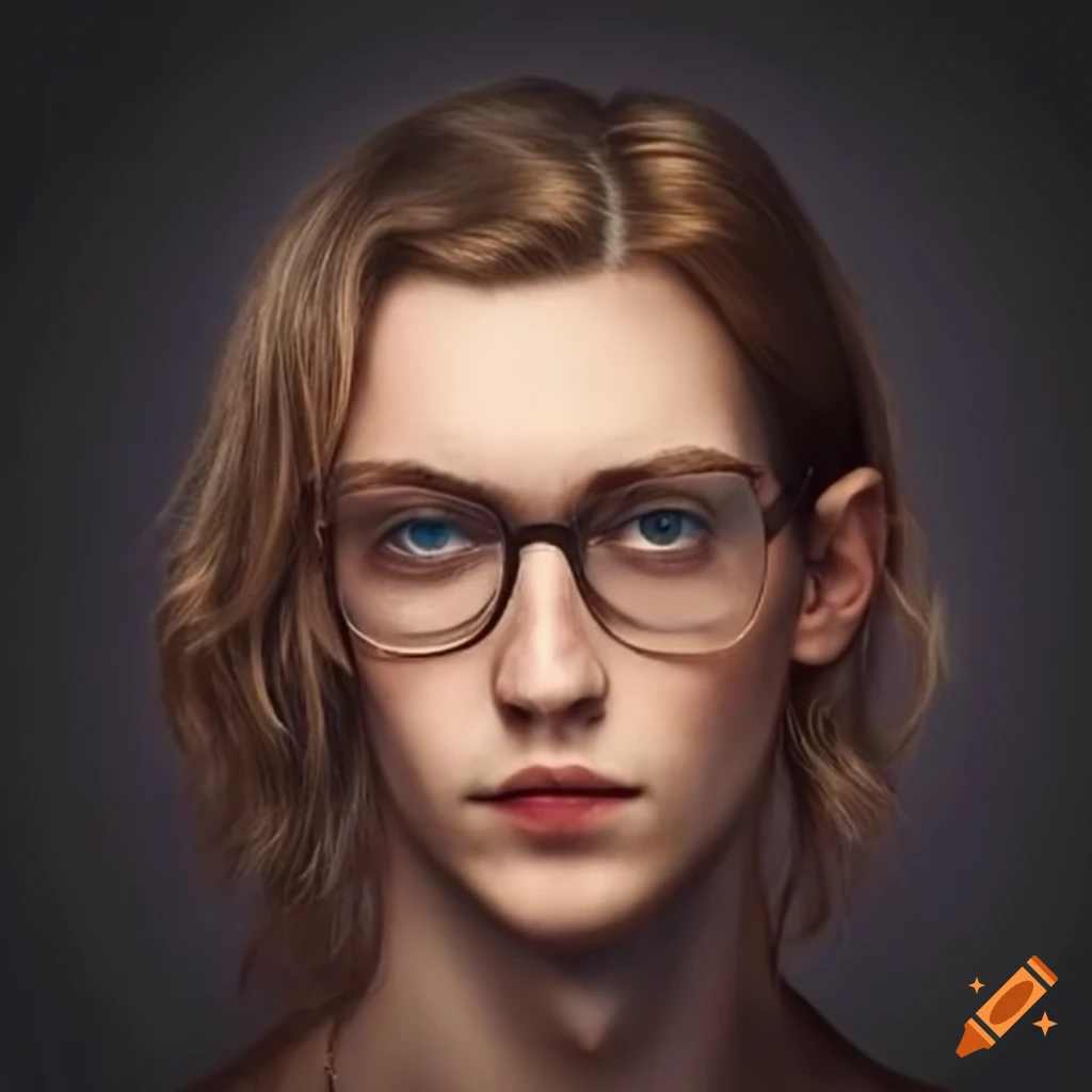 Portrait Of A Stylish Young Man With Glasses And Long Hair On Craiyon